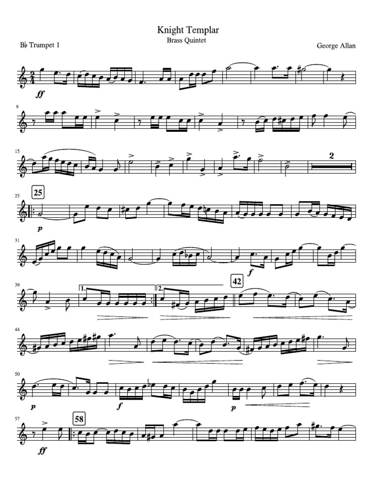 Knight Templar - Quintet - Trumpet 1 | PDF