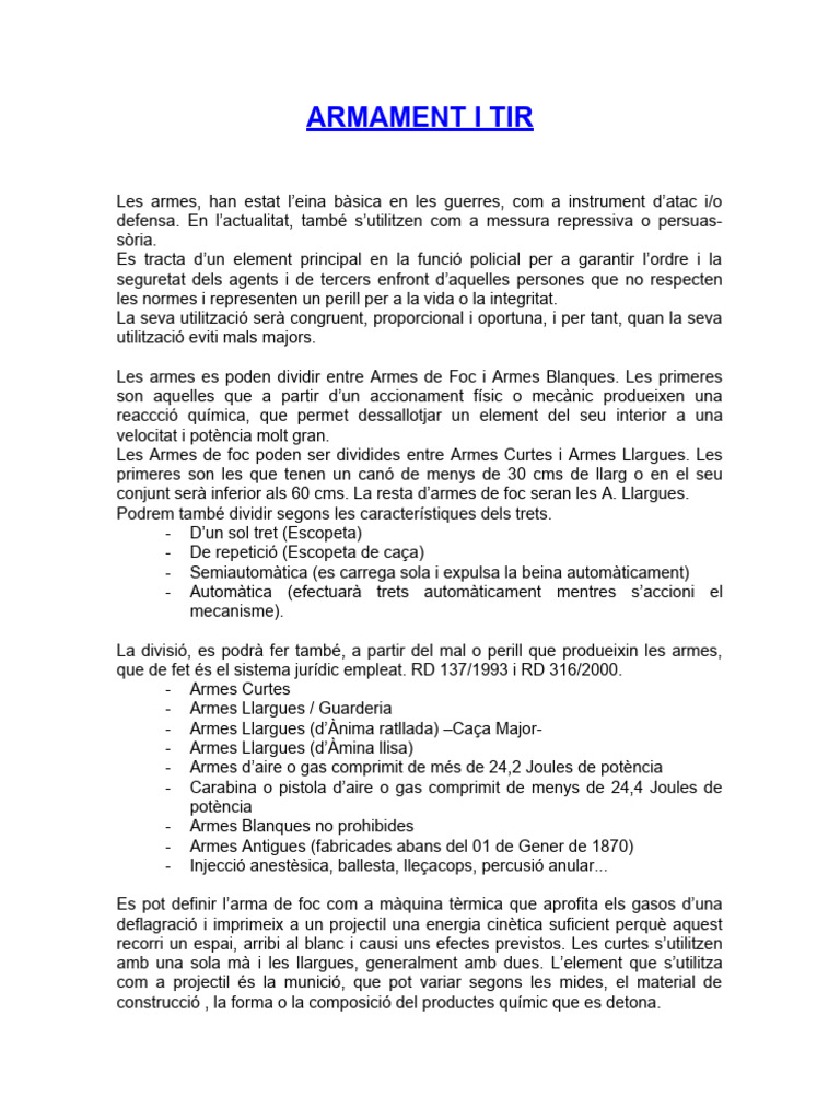 Ud 01 - Armes de Foc I Normatives | PDF