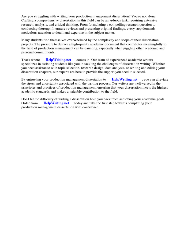 Production Management Dissertation Pdf Automation System