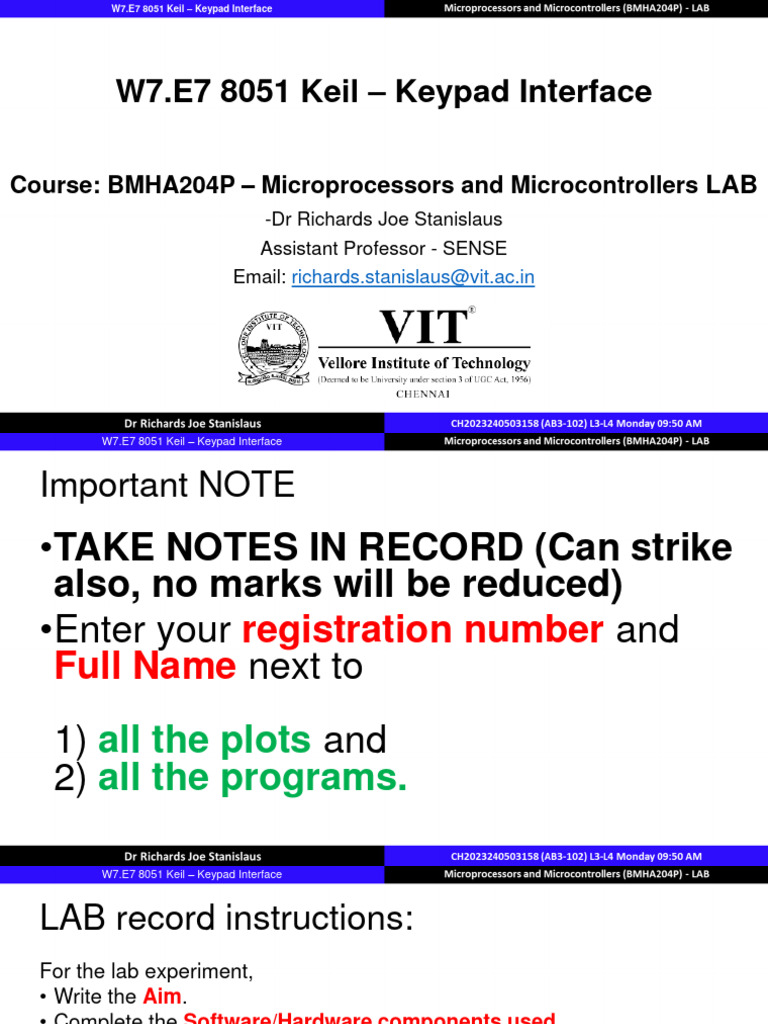 MPMC - LAB - W7.E7 8051 Keil-HW Keypad Interface | PDF | Input/Output | Microcontroller
