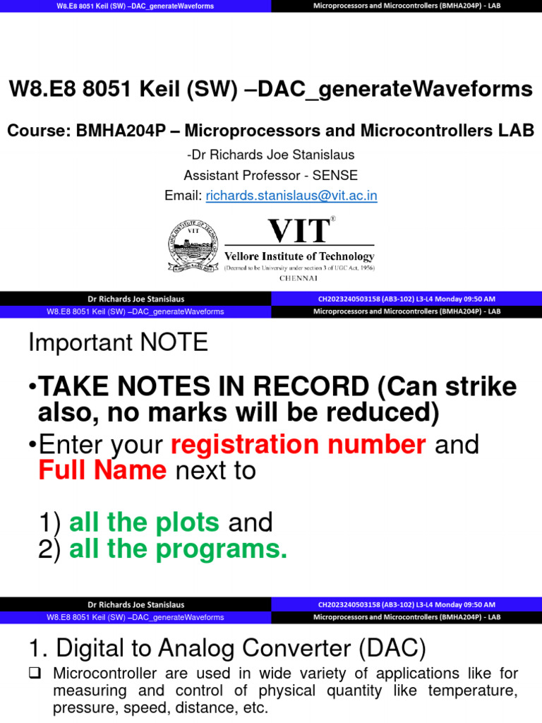 MPMC - LAB - W8.E8 8051 Keil-SW-DAC - Generatewaveforms | PDF | Digital ...