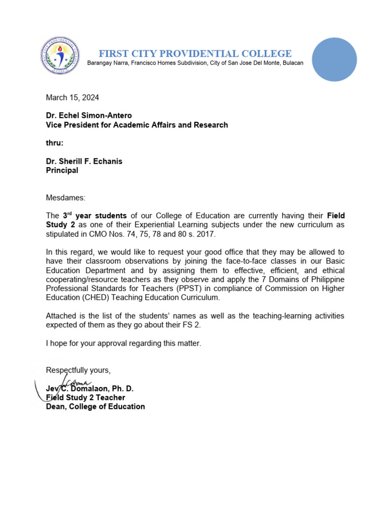 fs2 Letter Updated For Printing | PDF | Teachers | Behavior Modification