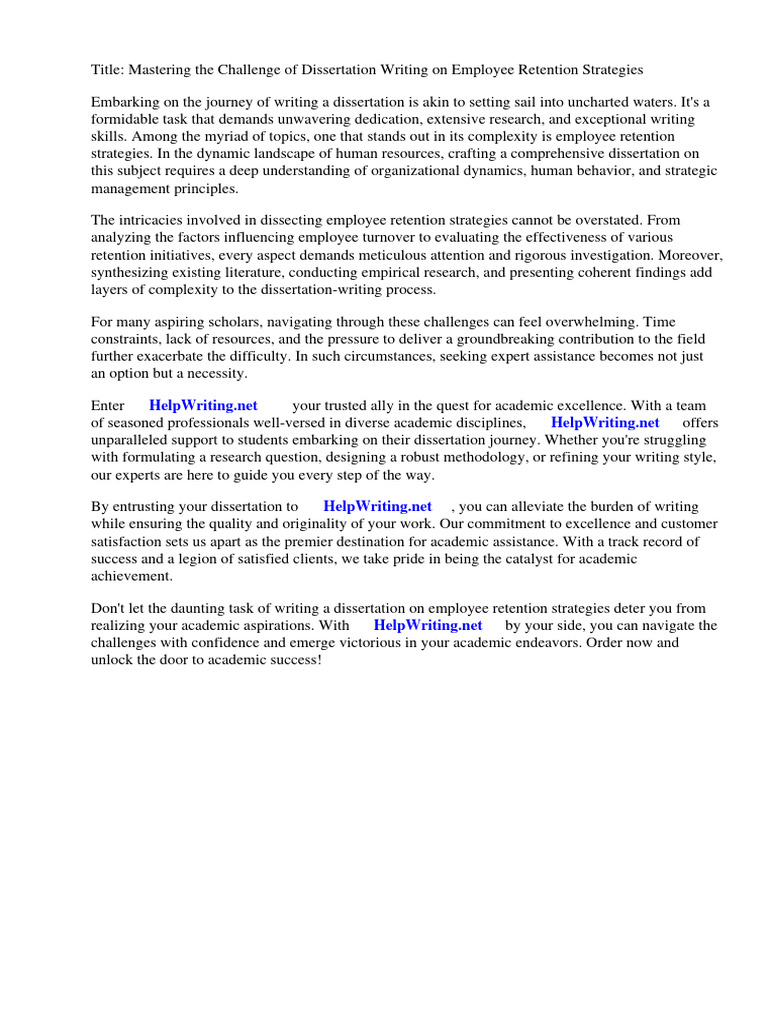 Dissertation-Employee Retention Strategies | PDF | Employee Retention ...