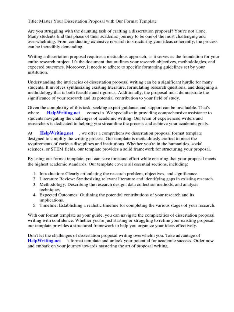 Dissertation Proposal Format Template | PDF | Thesis | Methodology