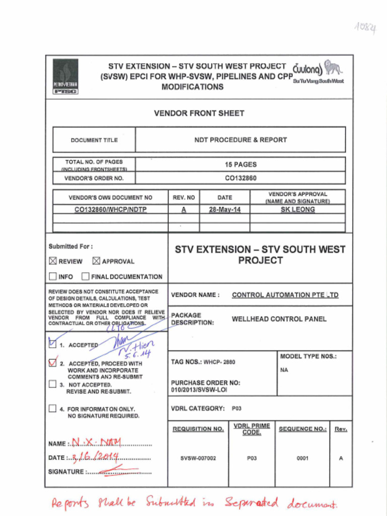 SVSW-007002-P03-0001 Rev A NDT Procedure & Report - Code 1 | PDF