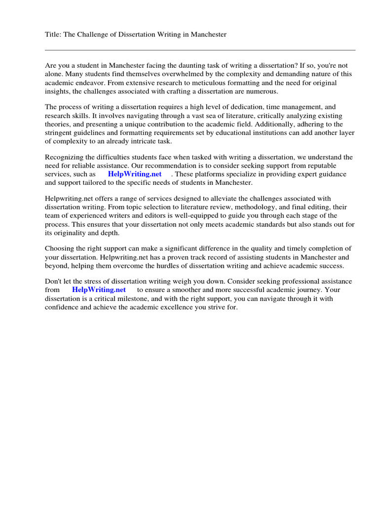 Dissertation Writing Help in Manchester | PDF | Thesis | Science