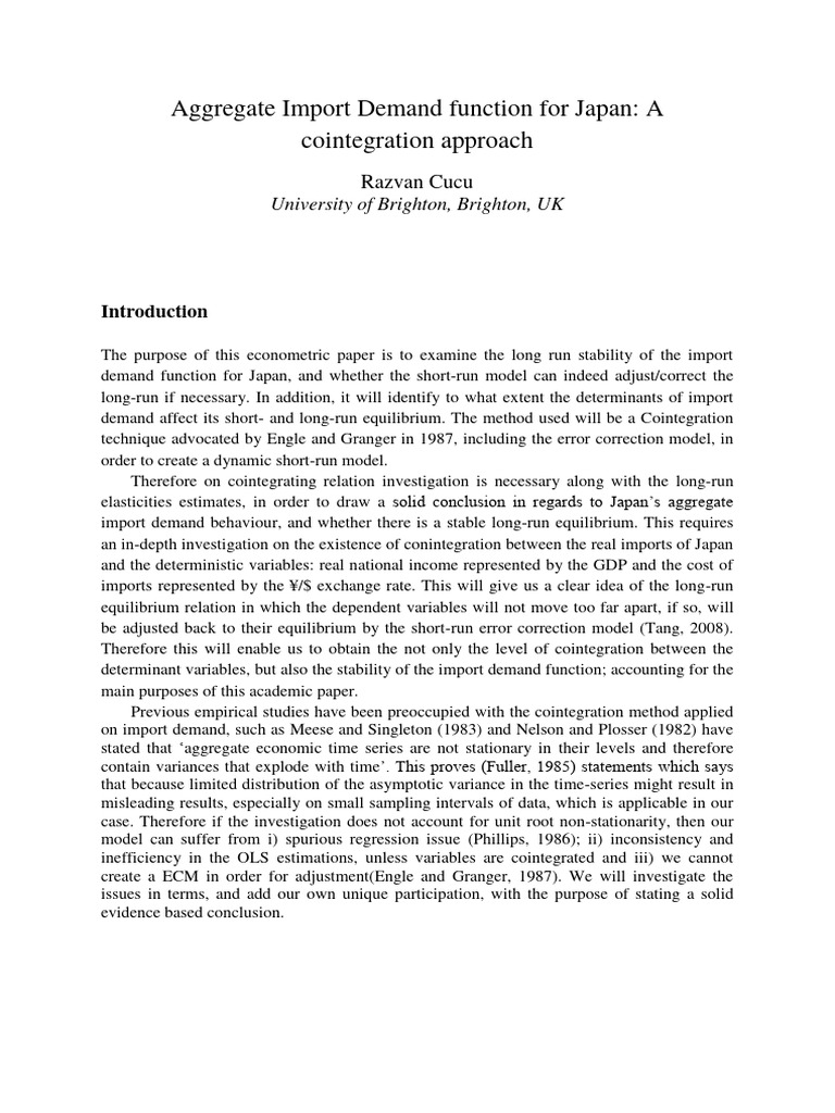 Import Demand Function For Japan - Razvan Cucu | PDF | Long Run And ...