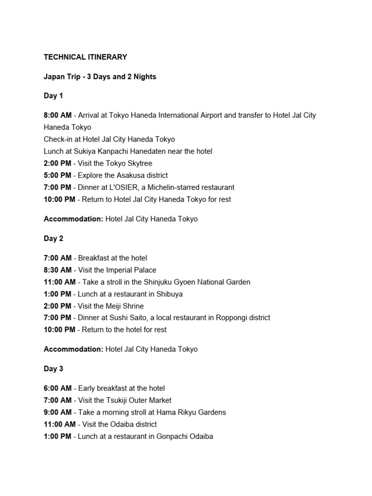 Technical and Descriptive Itinerary | Download Free PDF | Tokyo | Cuisine