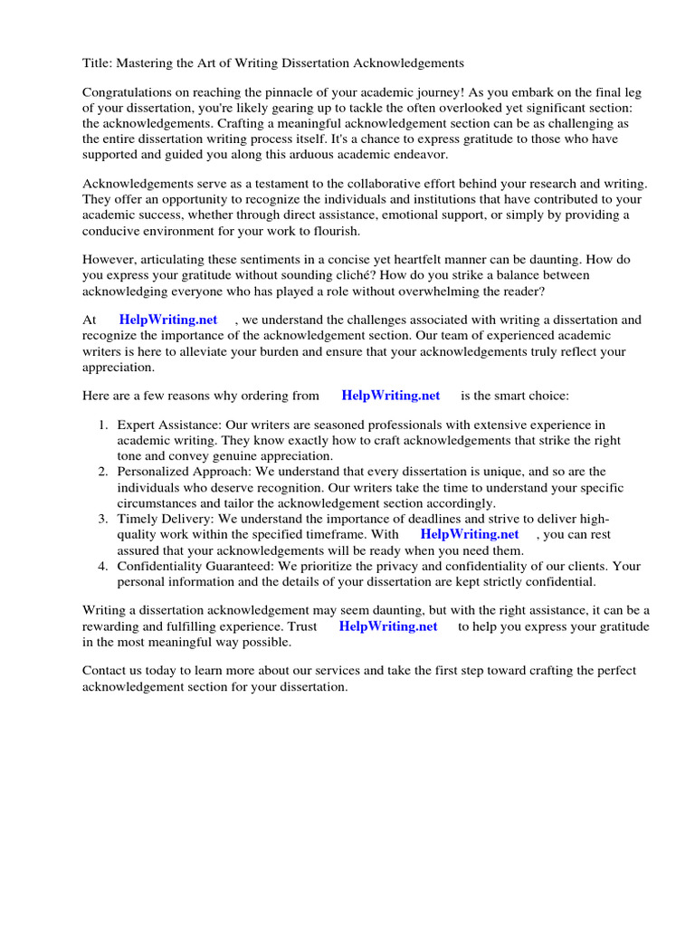 How To Write A Good Acknowledgement Dissertation | PDF | Thesis ...