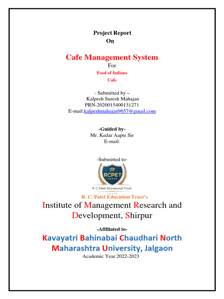 Cafe Management Report (Final) | PDF | Php | Conceptual Model