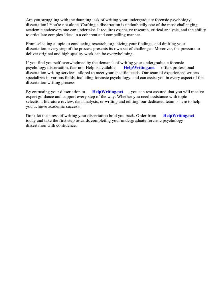 Undergraduate Forensic Psychology Dissertation Ideas | PDF | Psychology ...