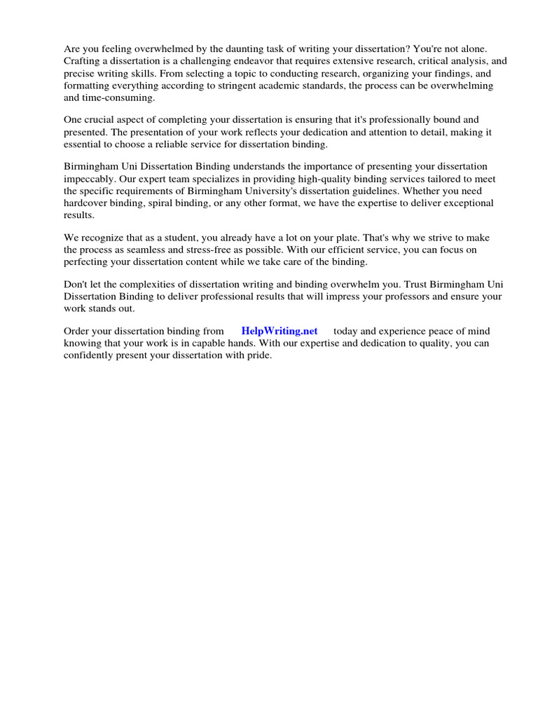 Birmingham Uni Dissertation Binding | PDF | Bookbinding | Thesis