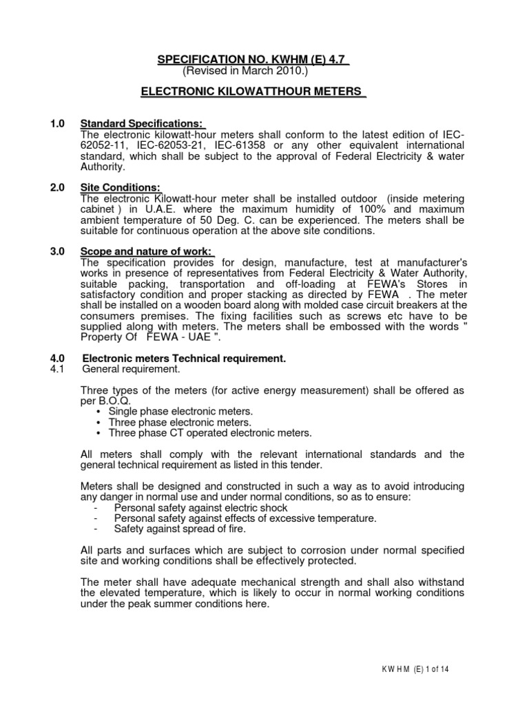 MCCB and Metering Cabinet Specs | PDF | Mains Electricity ...