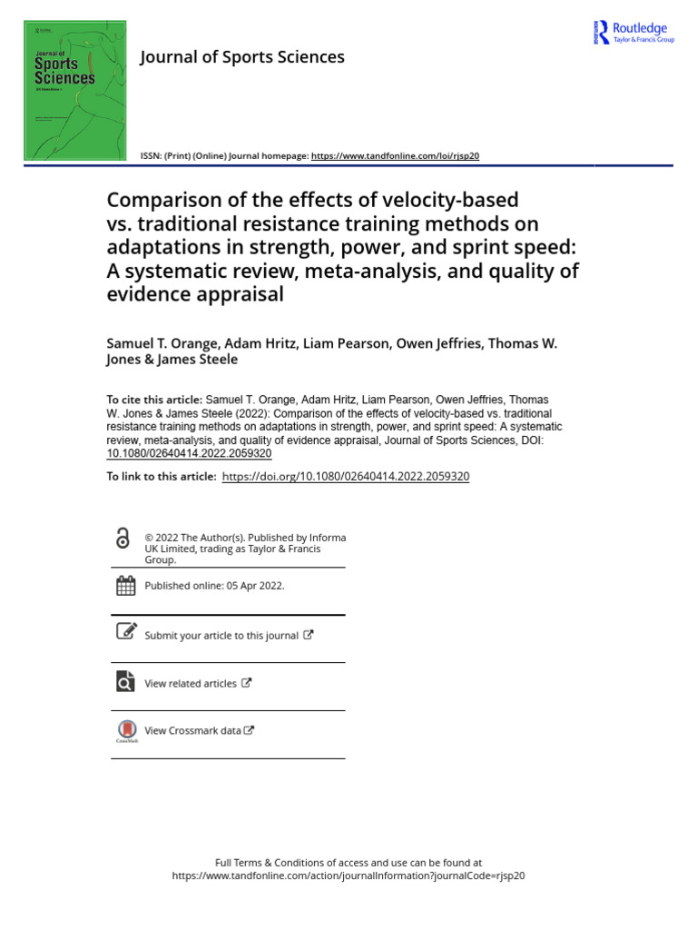 Comparison of The Effects of Velocity Based Vs Traditional Resistance ...