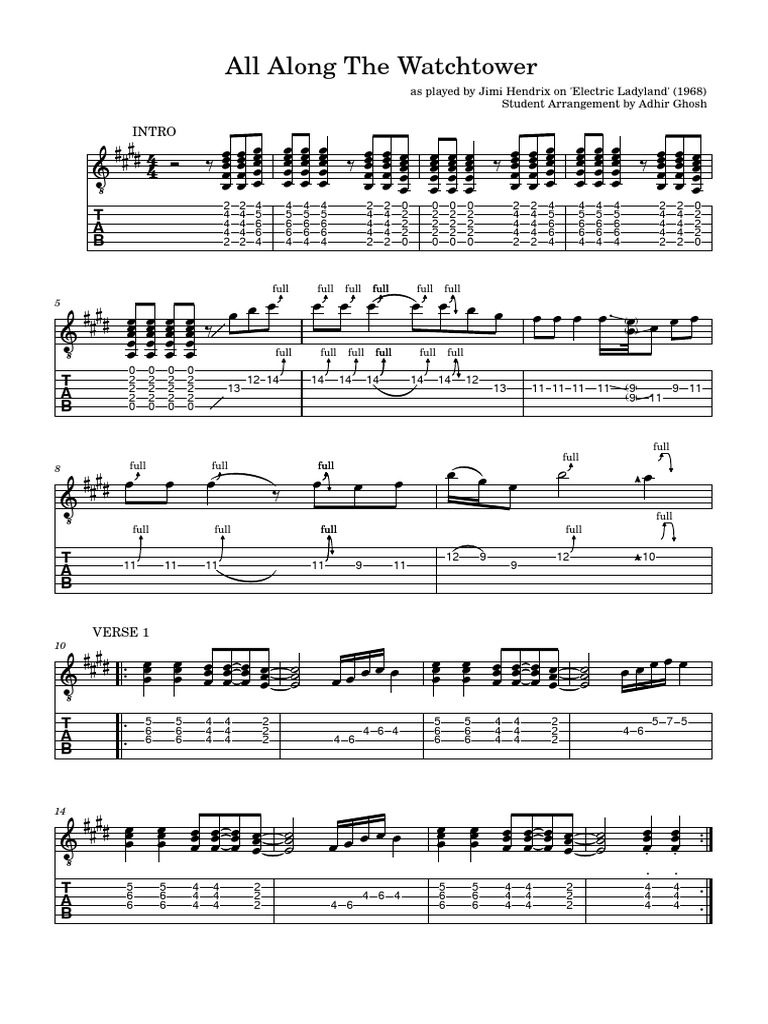 All Along The Watchtower - Sheet by Adhir | PDF | American Music ...