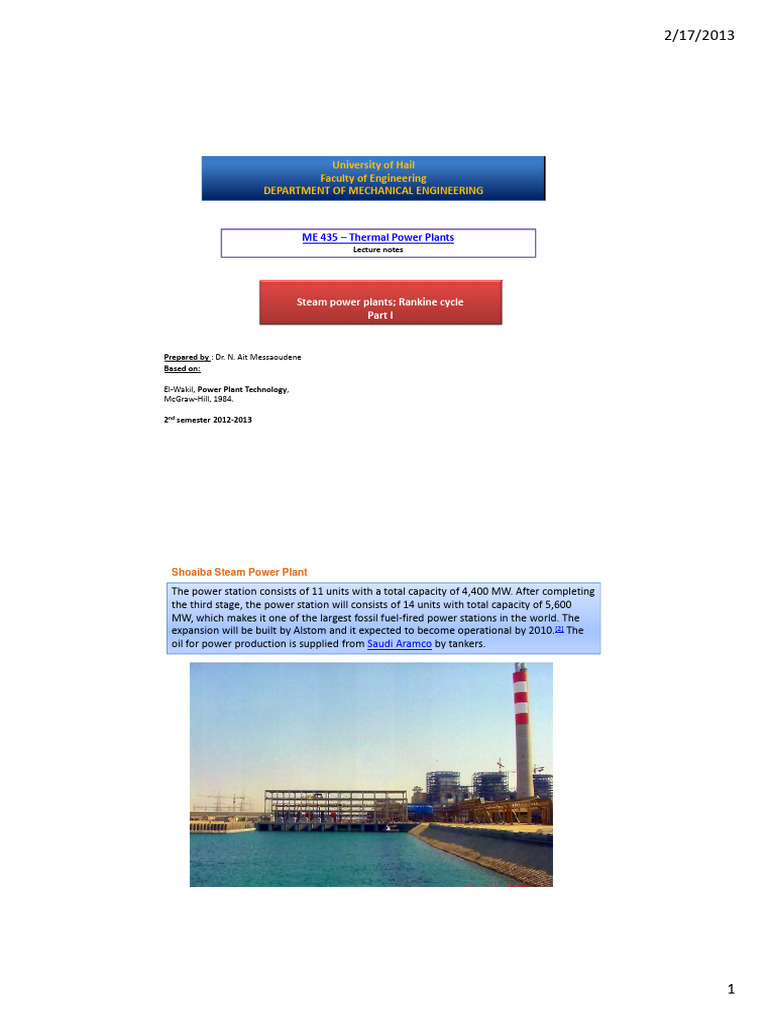 Steam power plants 1_2 | PDF | Steam | Steam Engine