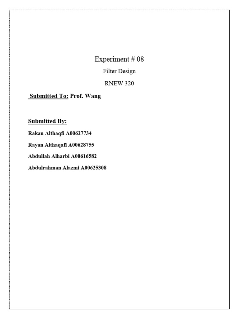 Lab 08 Filter design | PDF | Electronic Filter | Electrical Network