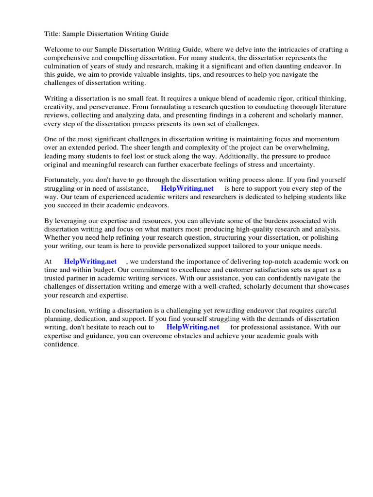 Sample Dissertation Writing Guide | PDF | Thesis | Citation