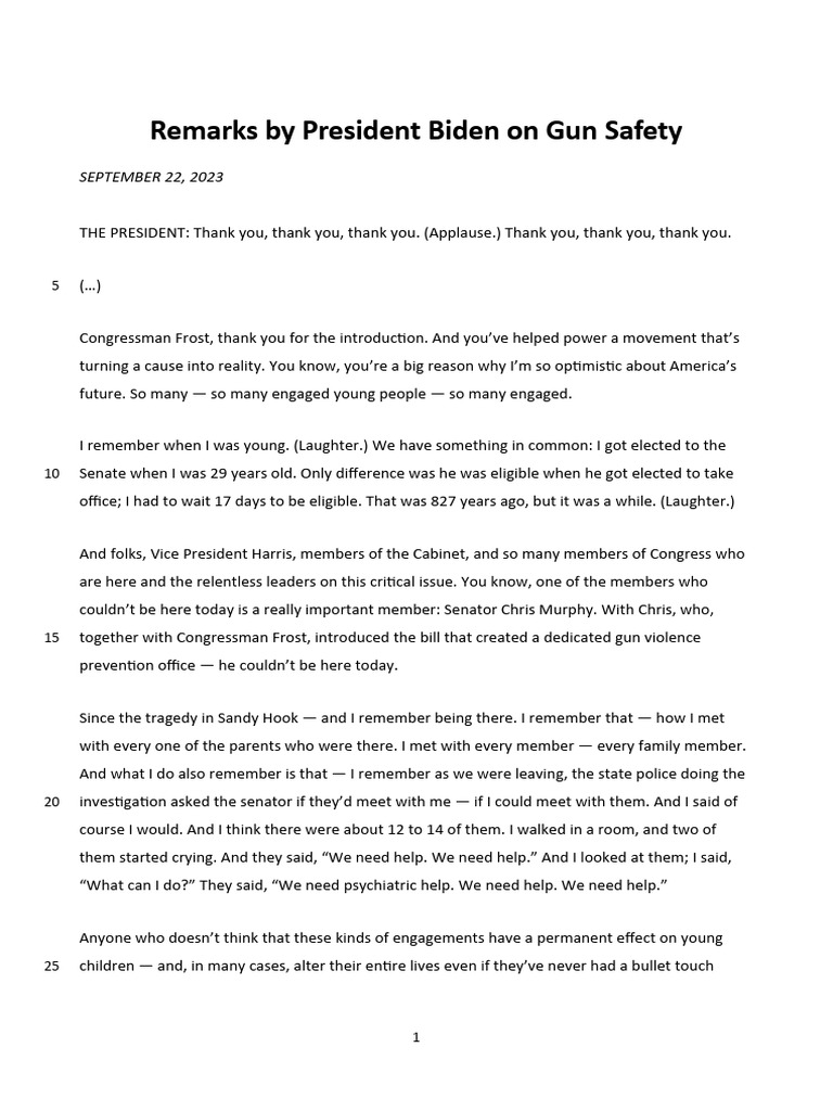 Remarks by President Biden On Gun Safety | PDF