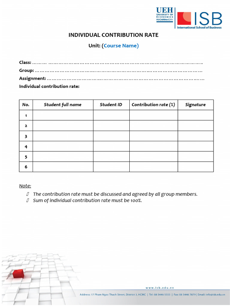 ISB Individual Contribution Rate | PDF