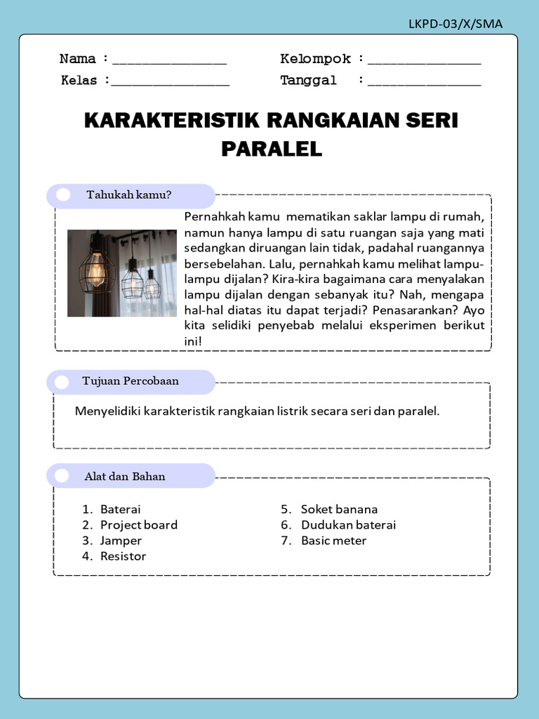 LKPD 3 Karakteristik Rangkaian Seri Paralel | PDF | Sains & Matematika LKPD 3 Karakteristik Rangkaian Seri Paralel | PDF | Sains & Matematika