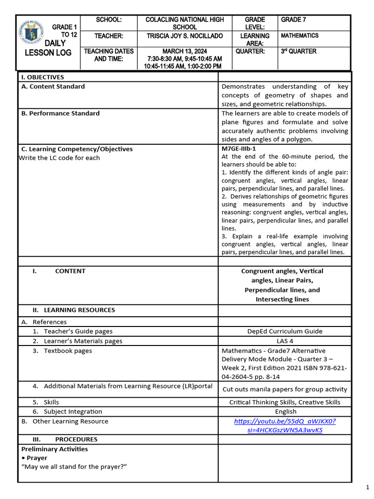 Intersecting Lines | PDF | Shape | Perpendicular