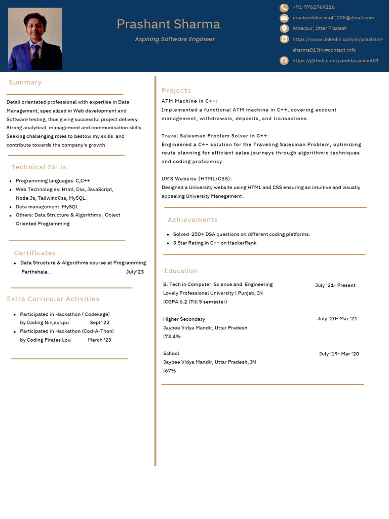 Ayush Cv Pdf Computer Programming C 