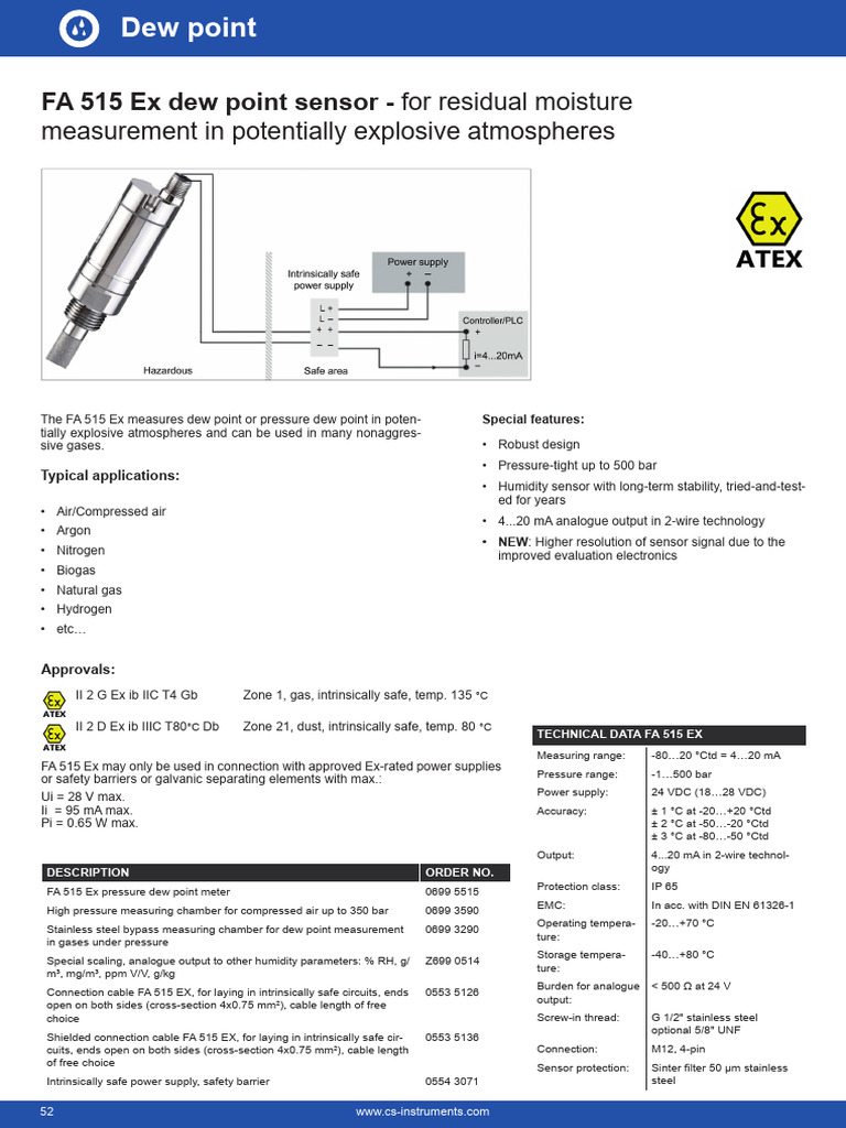 Data Sheet FA515 Ex EN | PDF | Physical Sciences | Gases