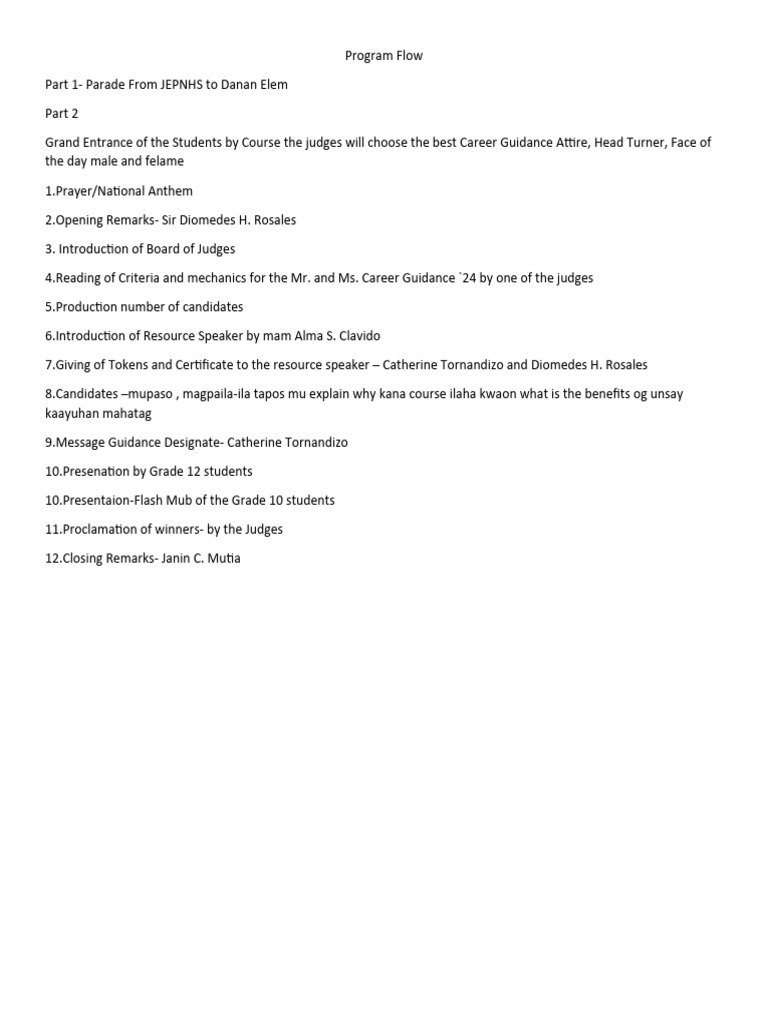 Career Guidance Program Flow 2024 | PDF | Career & Growth