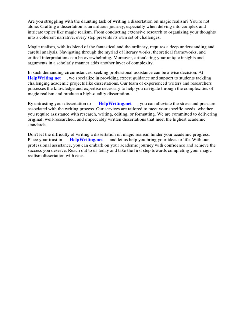 Dissertation Help on Magic Realism | PDF | Realism (Arts)