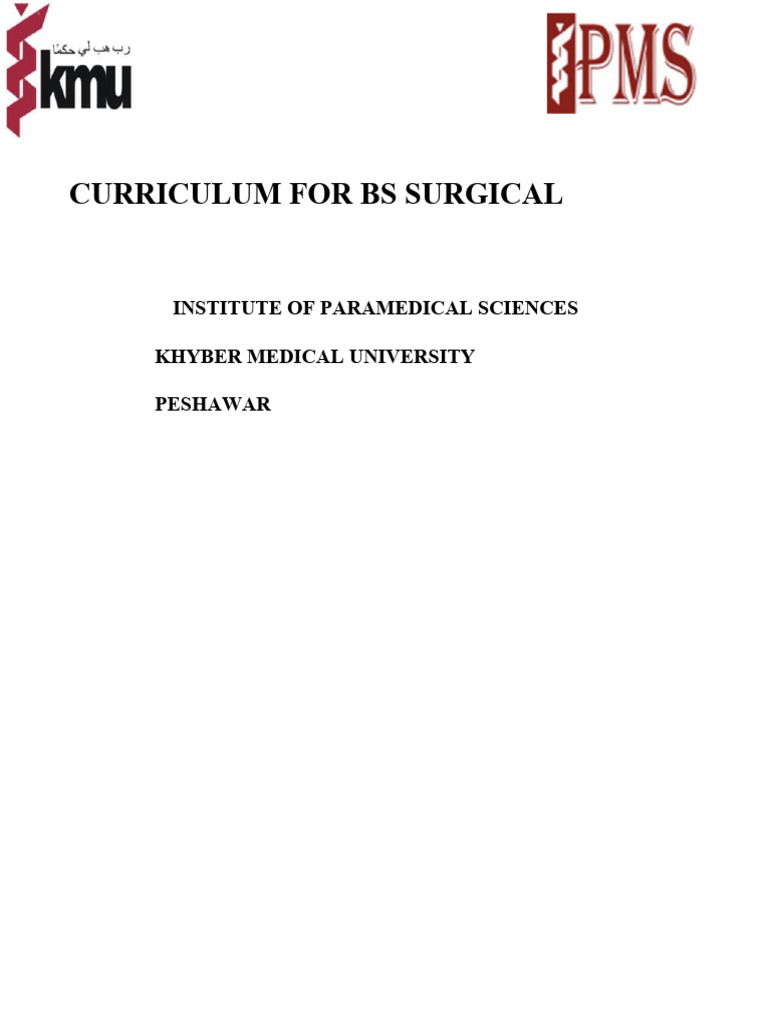 BS Surgical Technology (Curriculum) | PDF | Human Body | Medical ...