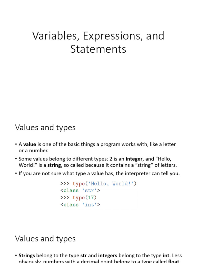 2-Variables, Expressions, and Statements | PDF | Reserved Word | Python (Programming Language)