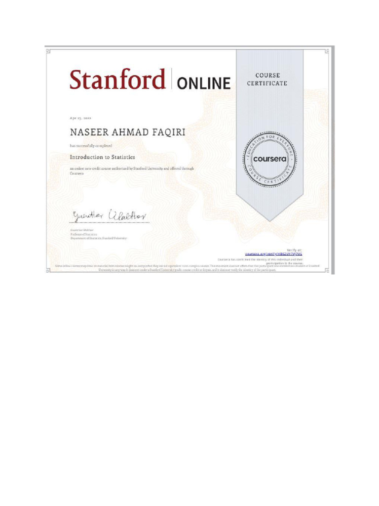 Stanford Certificate | PDF