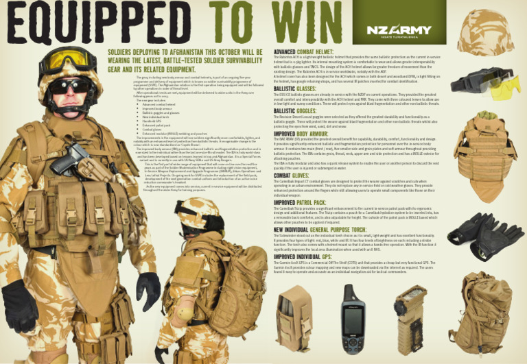 NZ Soldier Survivability Gear | PDF | Helmet | Military Personal Equipment
