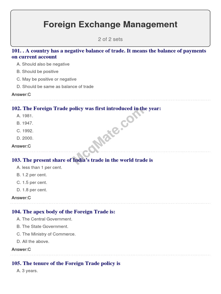 Foreign-Exchange-Management (Set 2) | PDF | Financial Markets ...