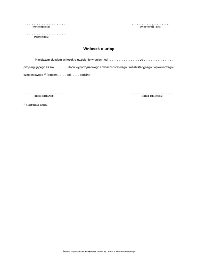 Wniosek o Urlop | PDF