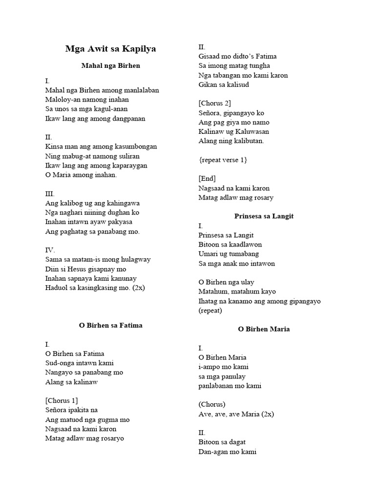 Mga Awit Sa Kapilya | PDF