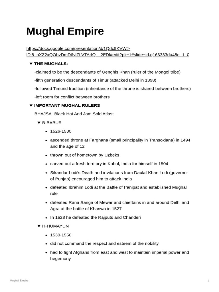 Mughal Empire: Key Rulers & Policies | PDF | Mughal Empire