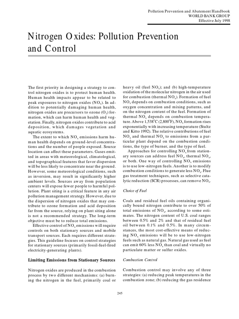 Handbook Nitrogen Oxides Pollution Prevention and Control | PDF | N Ox ...
