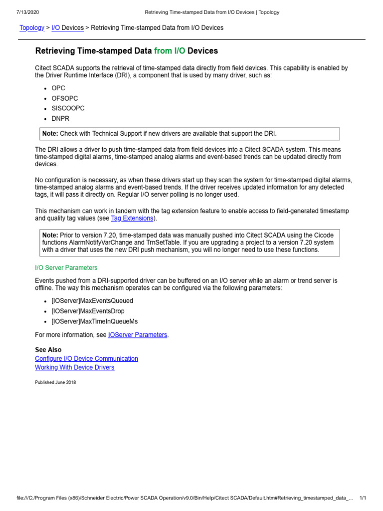 Citect SCADA Help - Retrieving Time-Stamped Data From I - O Devices - Topology | PDF | Computers