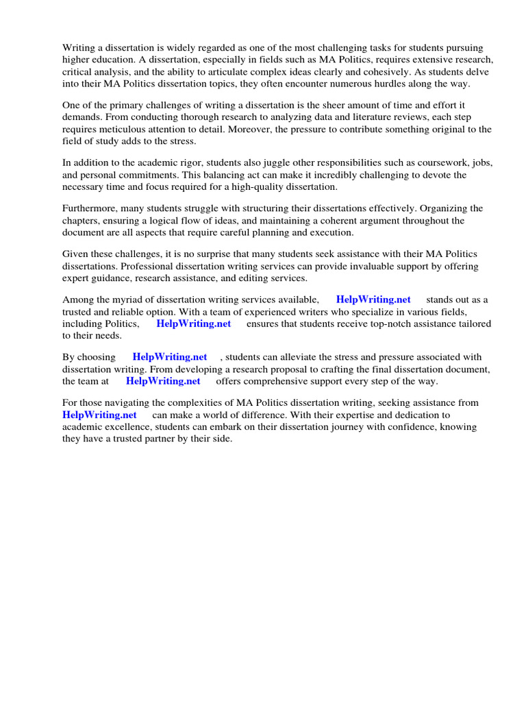 Ma Politics Dissertation Examples | PDF | Thesis | Policy