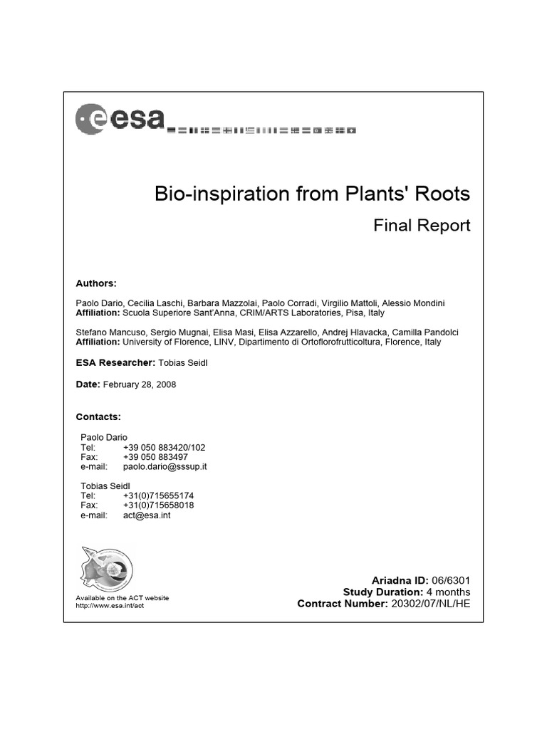 2008, Bio Inspiration From Plants Roots | PDF | Mars | Moon