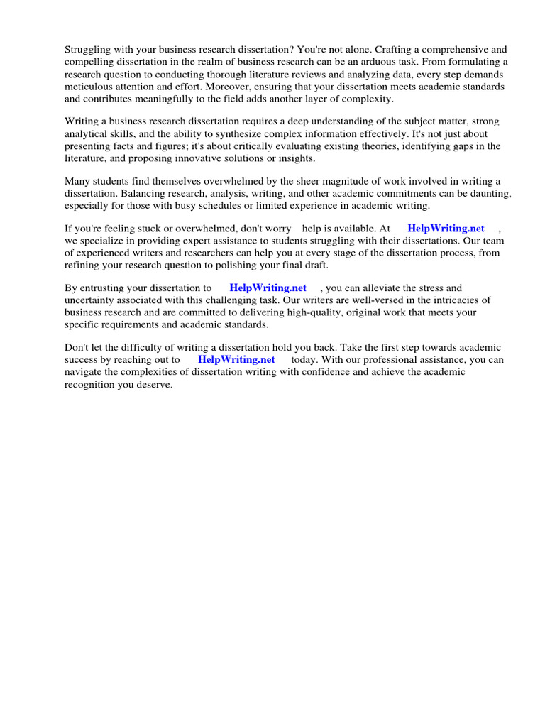Business Research Dissertation Example | Download Free PDF | Thesis ...