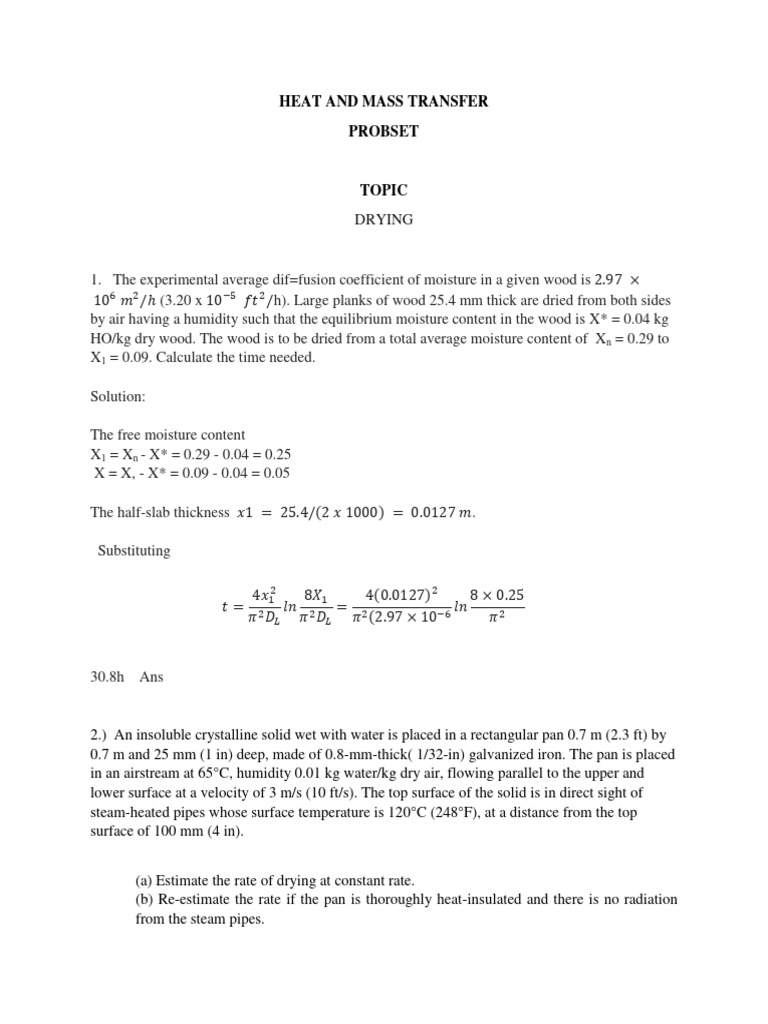 Drying Probset | PDF | Humidity | Physical Quantities
