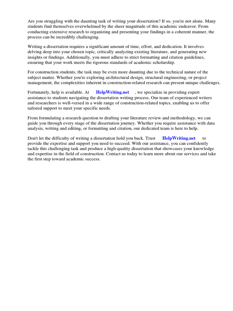 Dissertation Research and Writing For Construction Students Second ...