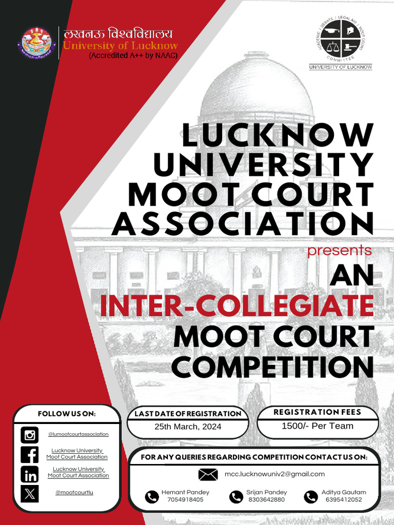 Brochure of Inter-Collegiate Moot Court Competition 2024 | Download Free PDF | Government