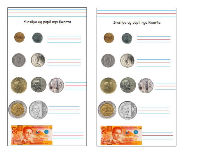 Philippine Money worksheet for Kindergarten | PDF