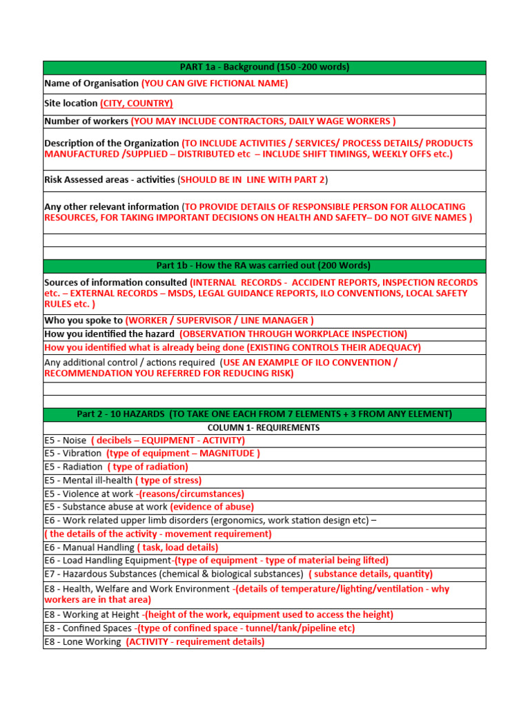 Checklist For Completing The Ra | PDF | Occupational Safety And Health ...
