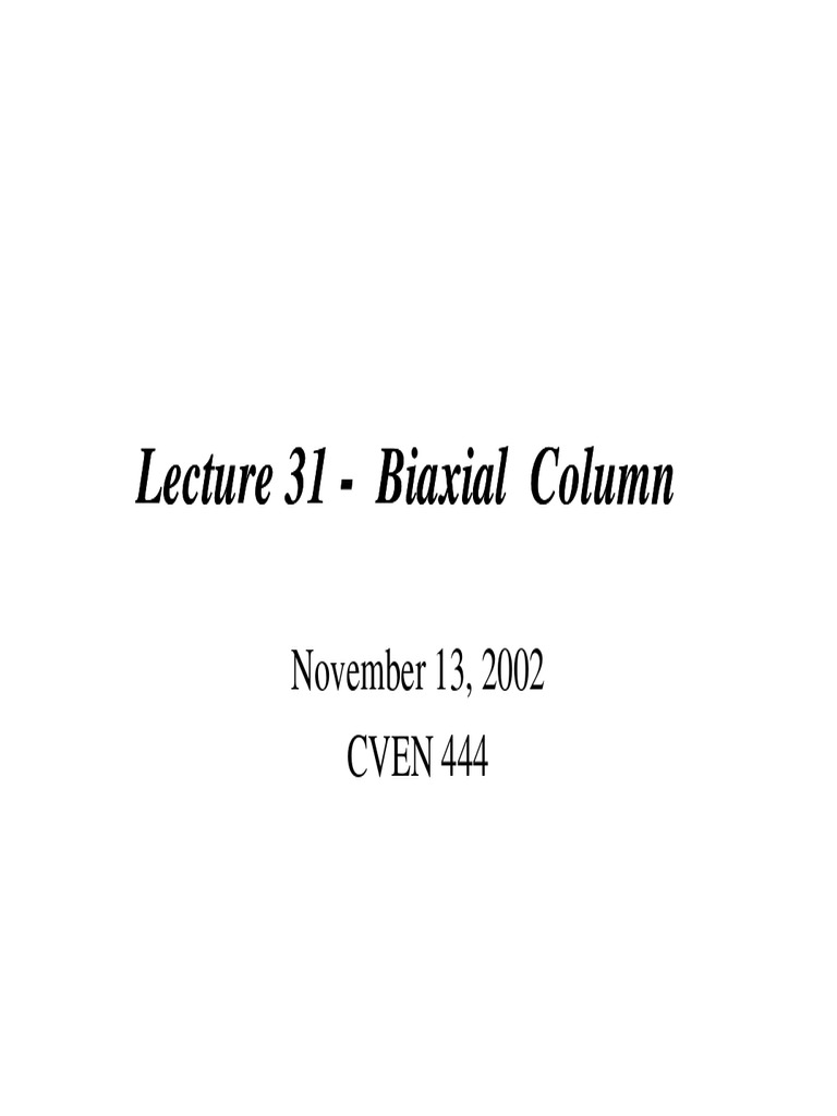 Biaxial Column - Lecture 31 | PDF | Mathematical Objects | Equations