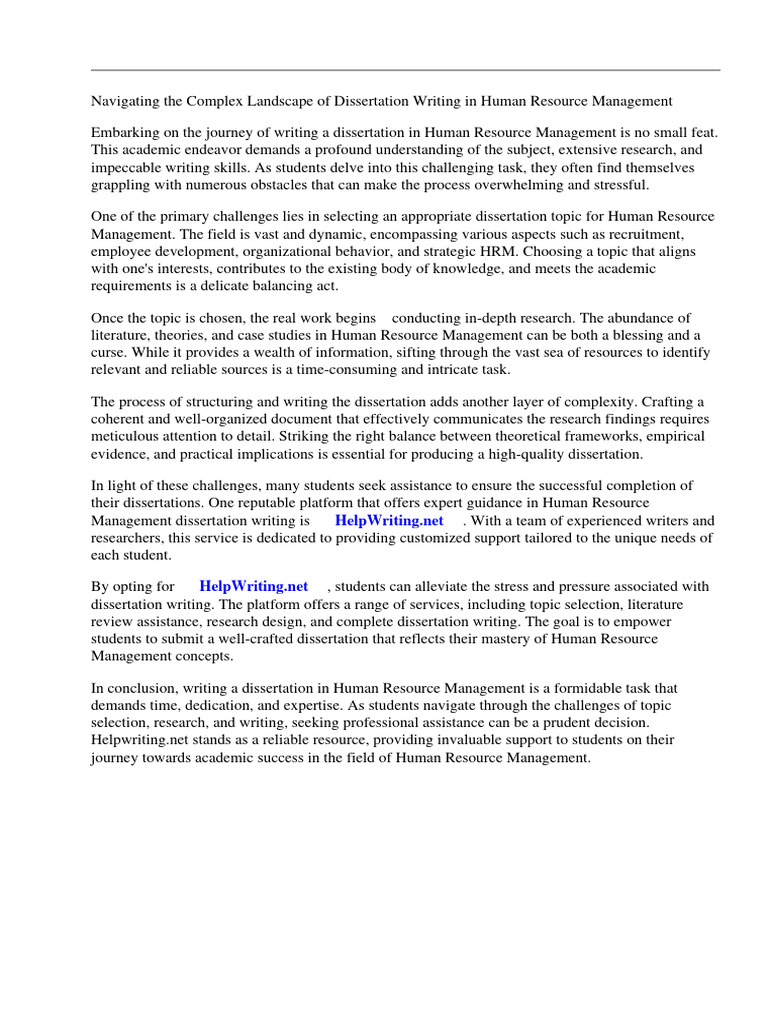 Dissertation Topics For Human Resource Management | PDF | Human ...